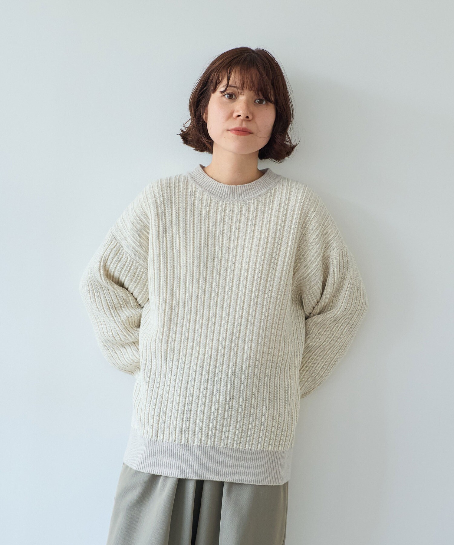 AMBIDEX Store ウールコットン針抜きプルオーバー(F シロ): yuni