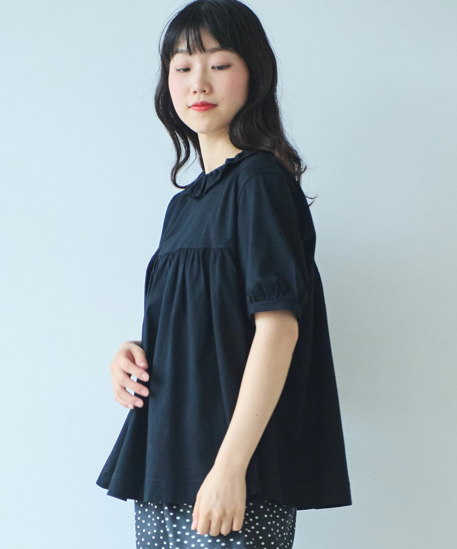 AMBIDEX Store 〇 60/2 シルケット天竺 フリルカラー プル AMBIDEX Store 〇 60/2 シルケット天竺 フリルカラー プル