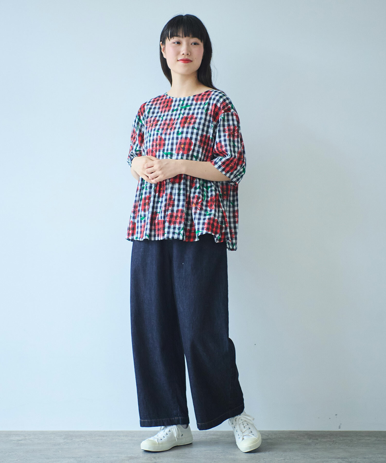 AMBIDEX Store 〇 suisai hana プリント ブラウス(F アオ AMBIDEX Store 〇 suisai hana プリント ブラウス(F アオ