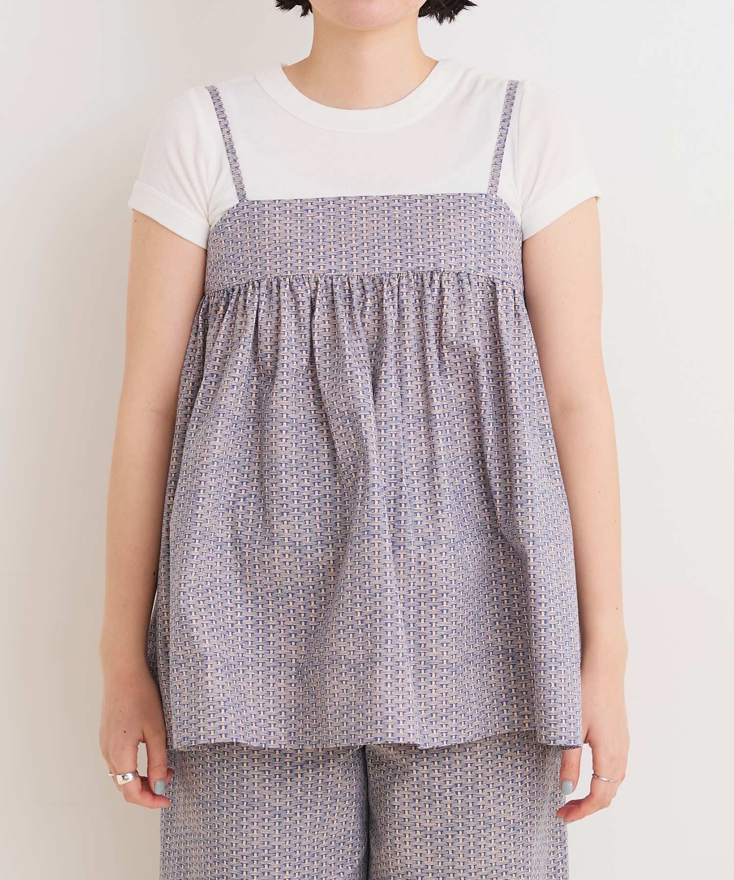 AMBIDEX Store 〇BASKET print キャミブラウス(F アオ): l AMBIDEX Store 〇BASKET print キャミブラウス(F アオ): l