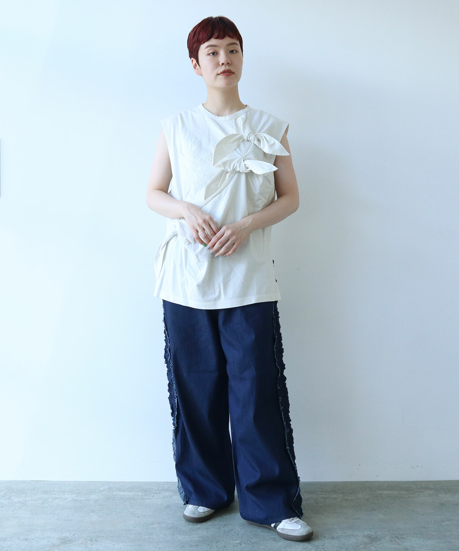 AMBIDEX Store 5.5oz LIGHT DENIM SIDE FRILL パンツ(F LIGHT BLUE): FLAT-cic ...